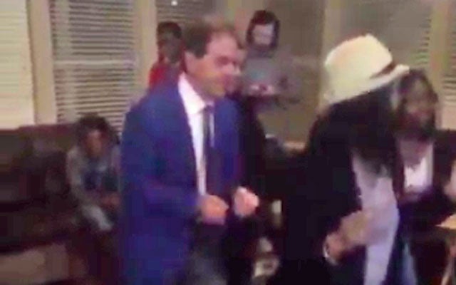 WATCH: Nick Saban wobbles like a conductor during recruiting visit ...