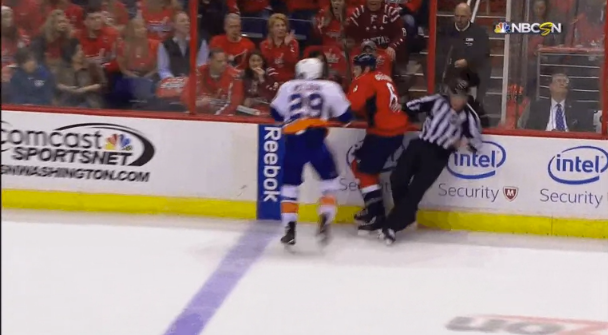 WATCH: Capitals' Tim Gleason finishes check on linesman - CBSSports.com