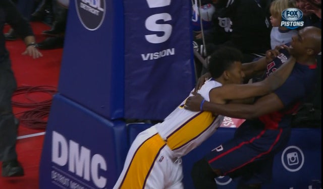 WATCH: Lakers' Nick Young ejected for shoving Anthony Tolliver ...