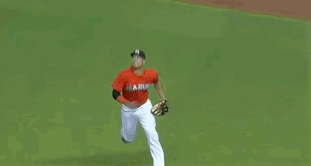 GIF: Giancarlo Stanton throws out Jayson Werth from his knees ...