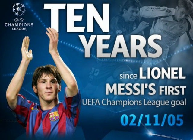 On this date: Messi scores first Champions League goal 10 years ago ...