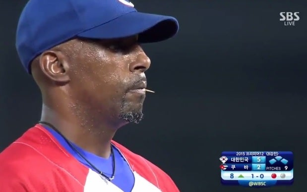 LOOK: Cuba's Jonder Martinez pitches with a toothpick during Premier 12 ...